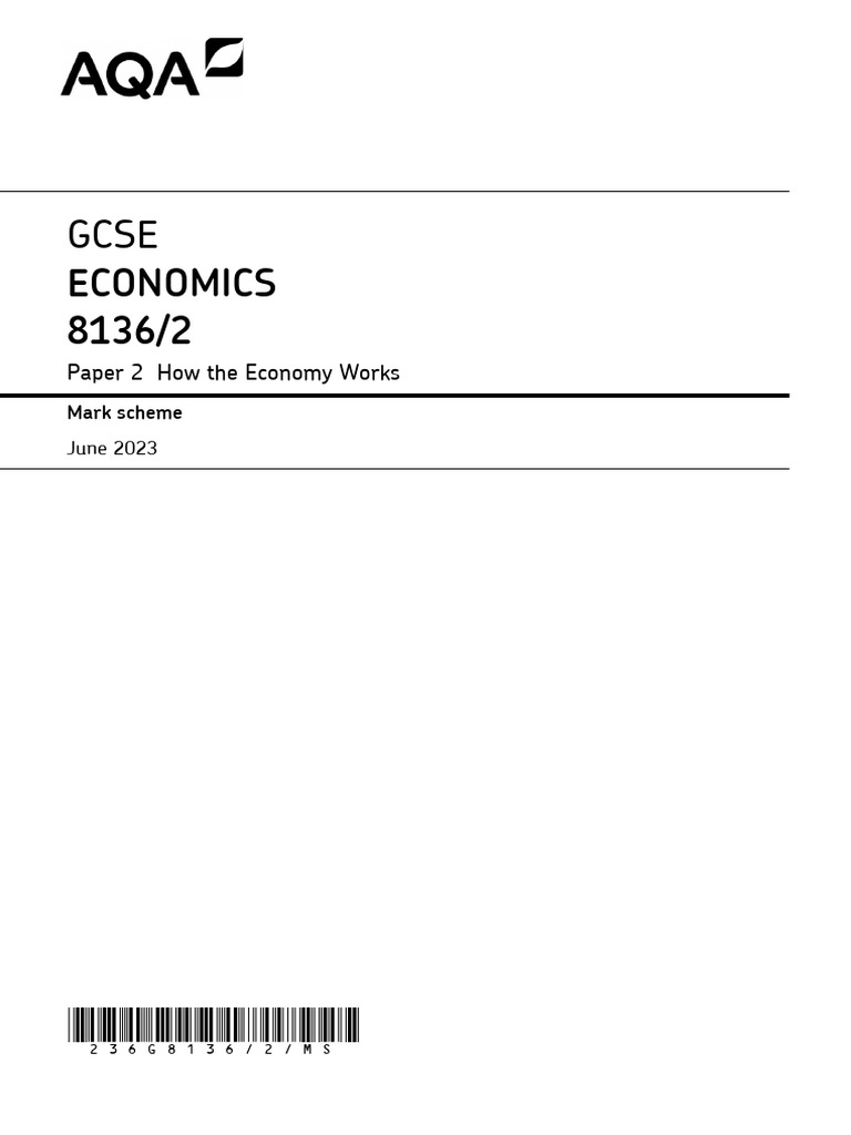 GCSE Economics Mark Scheme 2023 | PDF | Taxes | Inflation