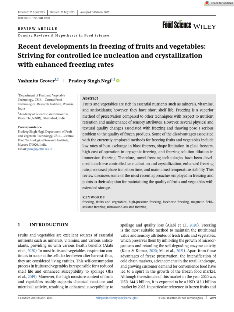 Journal of Food Science - 2023 - Grover - Recent Developments in ...