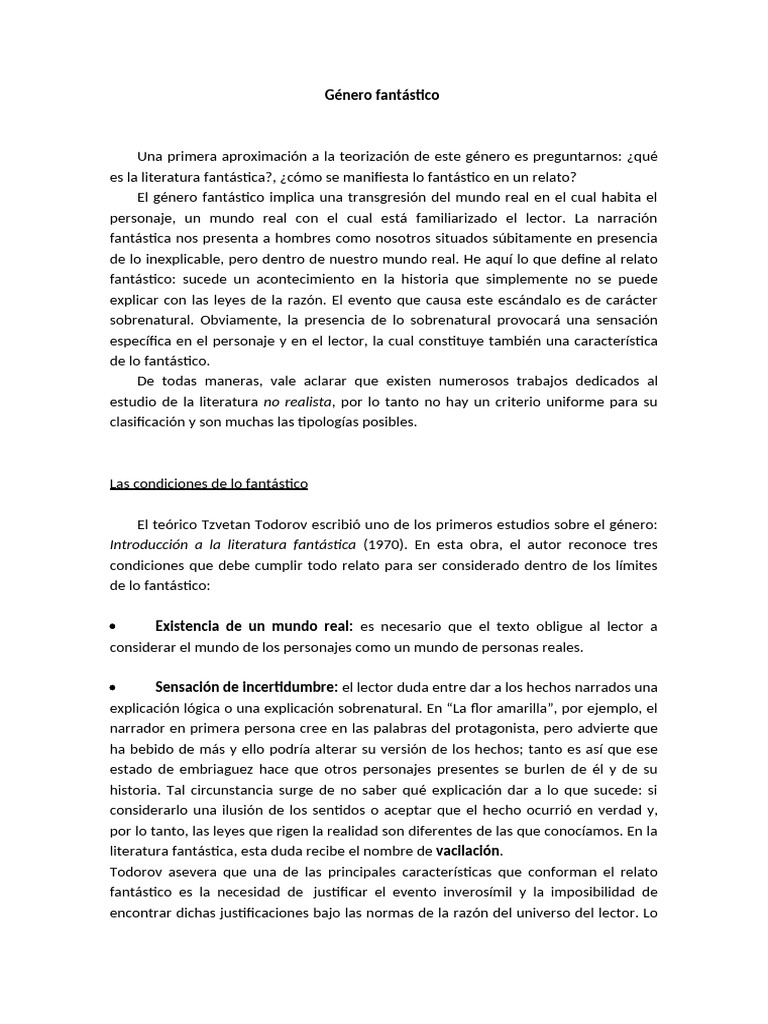 Género Fantástico | PDF | Fantasía | Narración