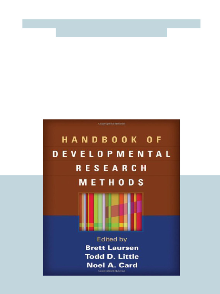 Handbook of Developmental Research Methods 1st Edition Brett Laursen ...