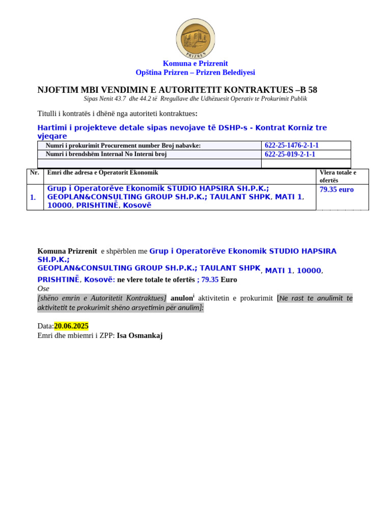 b58 Njoftim Per Vendimin e Ak - S Hapsira | PDF