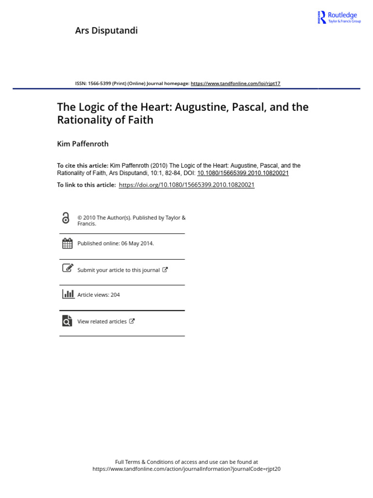 Review of Paffenroth's Faith Logic | PDF | David Hume | Reason