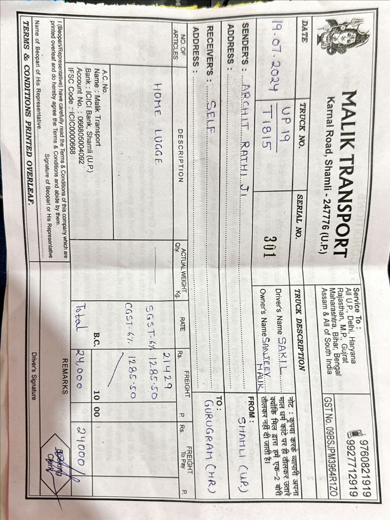 Transport Bill | PDF