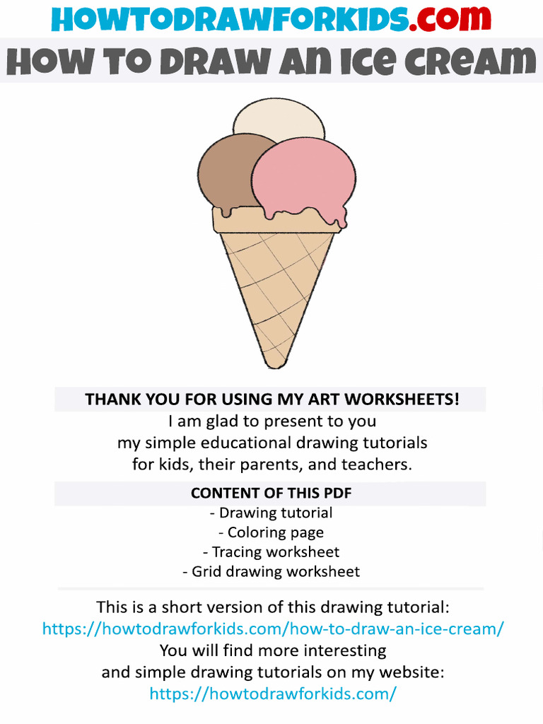 Ice Cream Drawing Worksheets | PDF