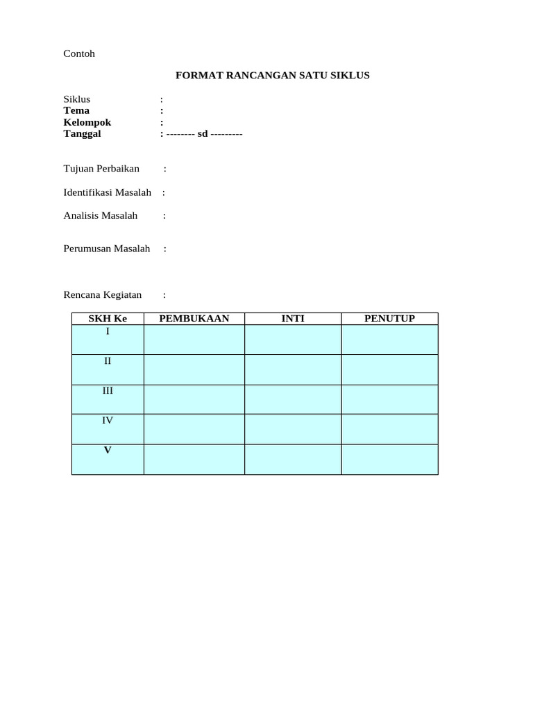 Format Rancangan Siklus Pembelajaran | PDF