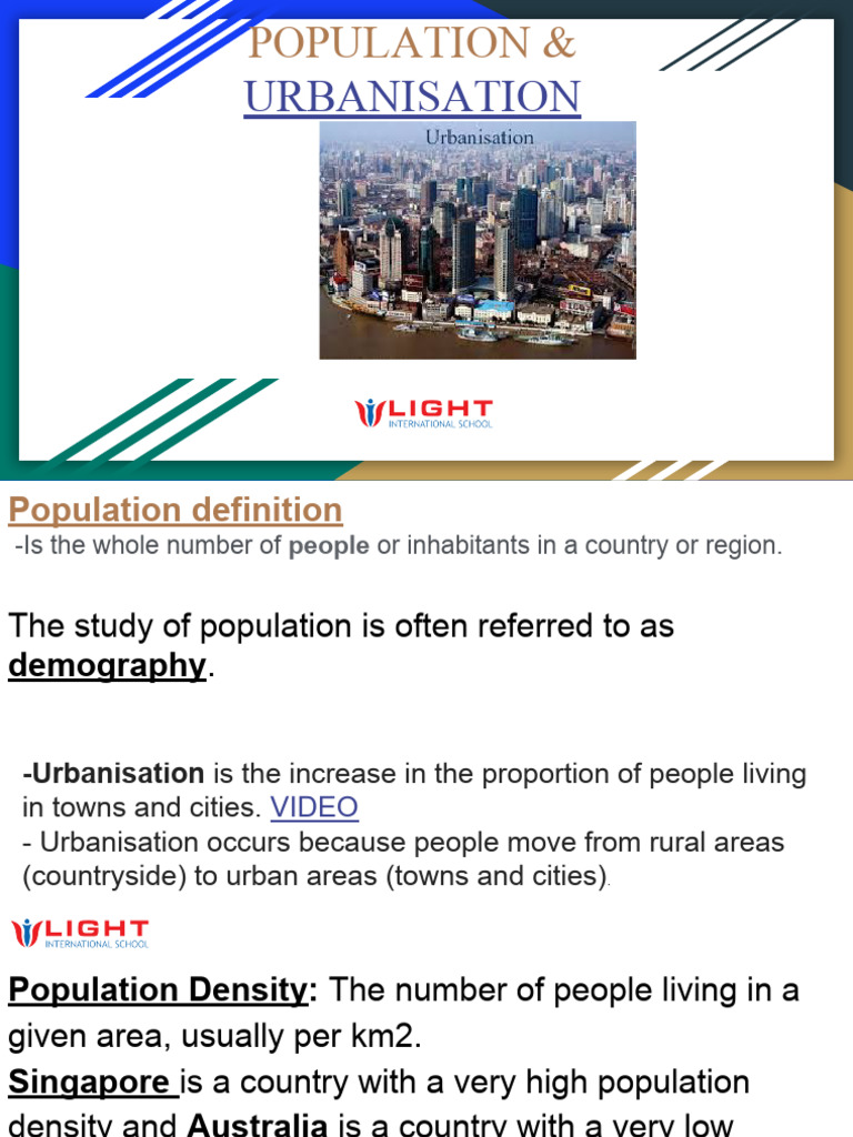 Population and Urbanisation | PDF | Human Migration | Urban Sprawl