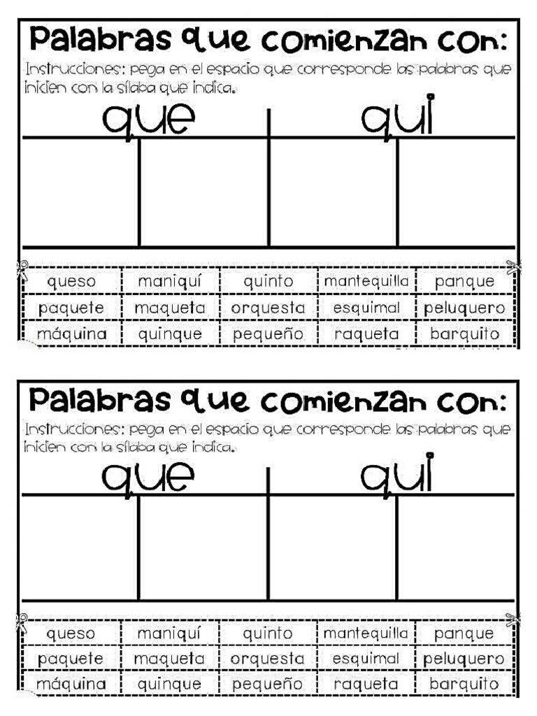 Palabras Que Comienzan Con Quq Ui | PDF