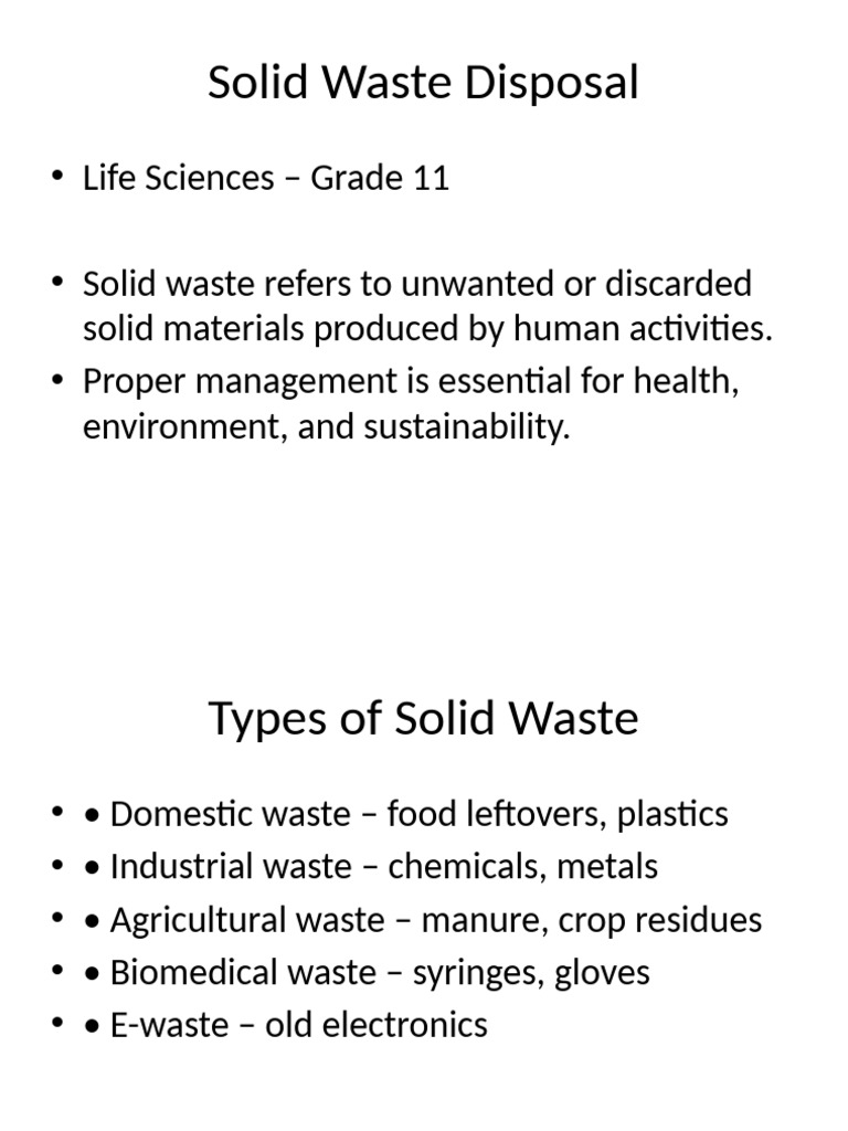 Solid Waste Disposal Presentation Grade11 | PDF