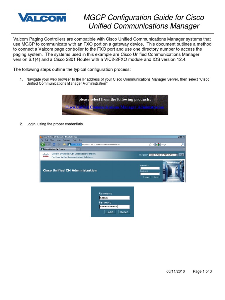 Cisco UCM-FXO-MGCP Configuration Guide | PDF | Internet Protocols | Media Technology