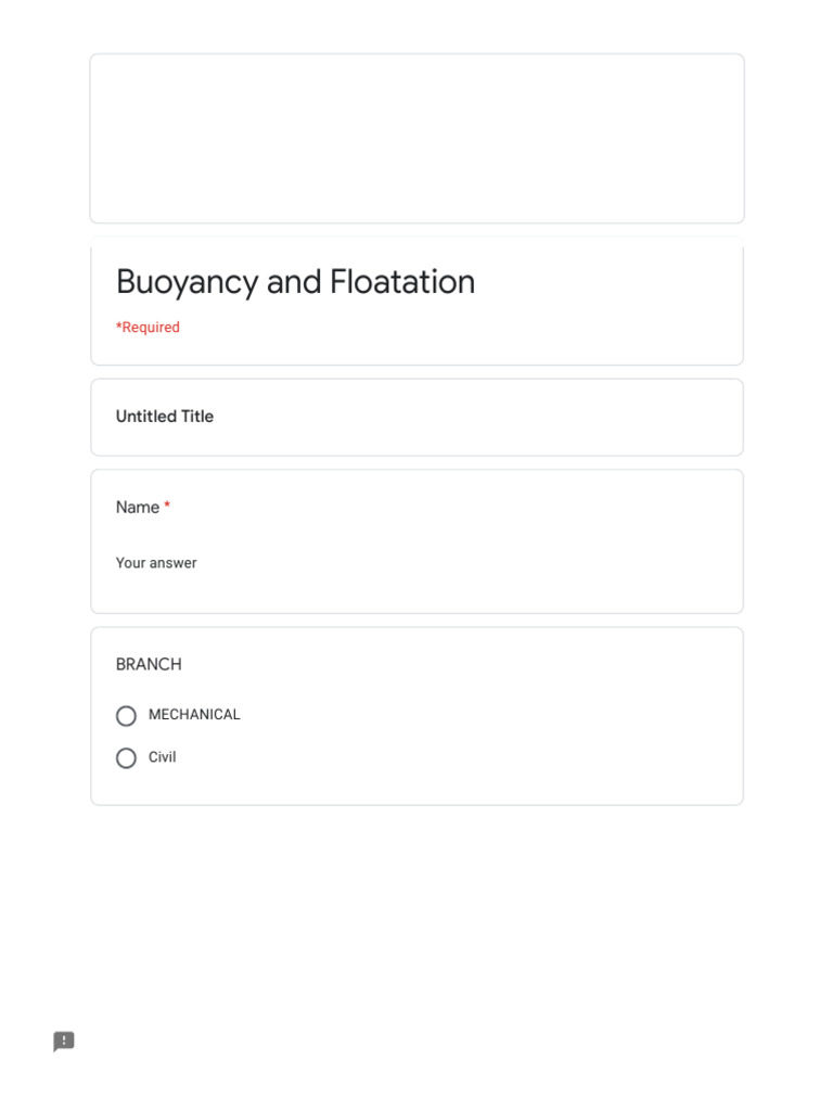 Buoyancy and Floatation Quiz Form | PDF