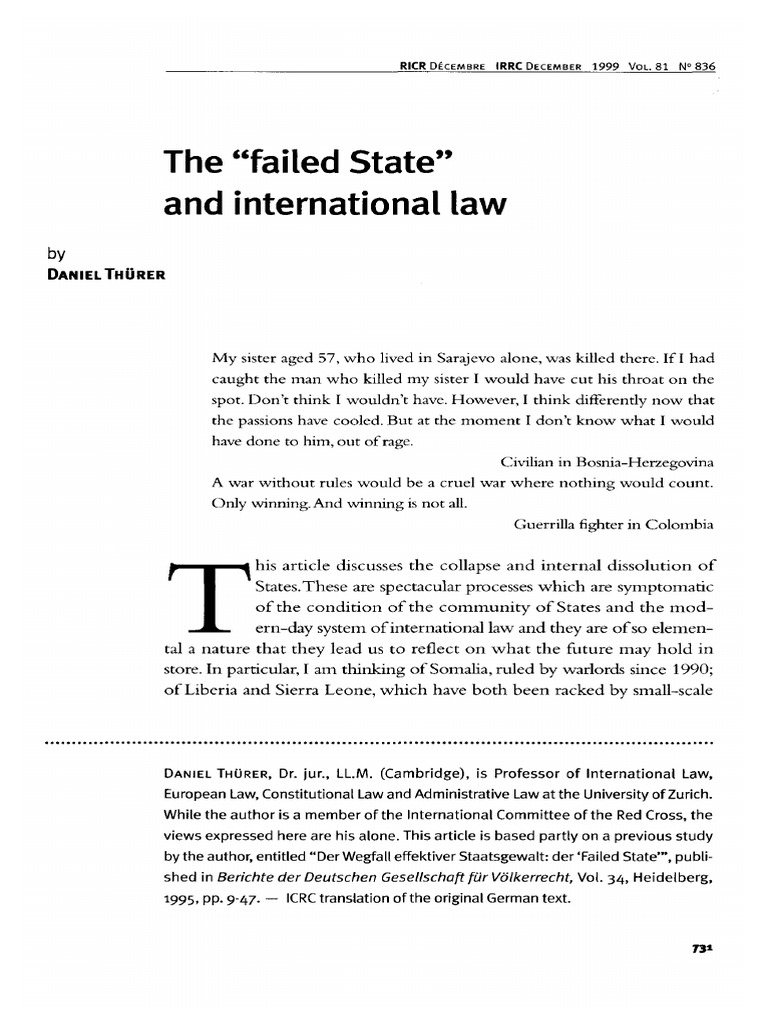 Failed States and International Law Analysis | PDF | Geneva Conventions ...