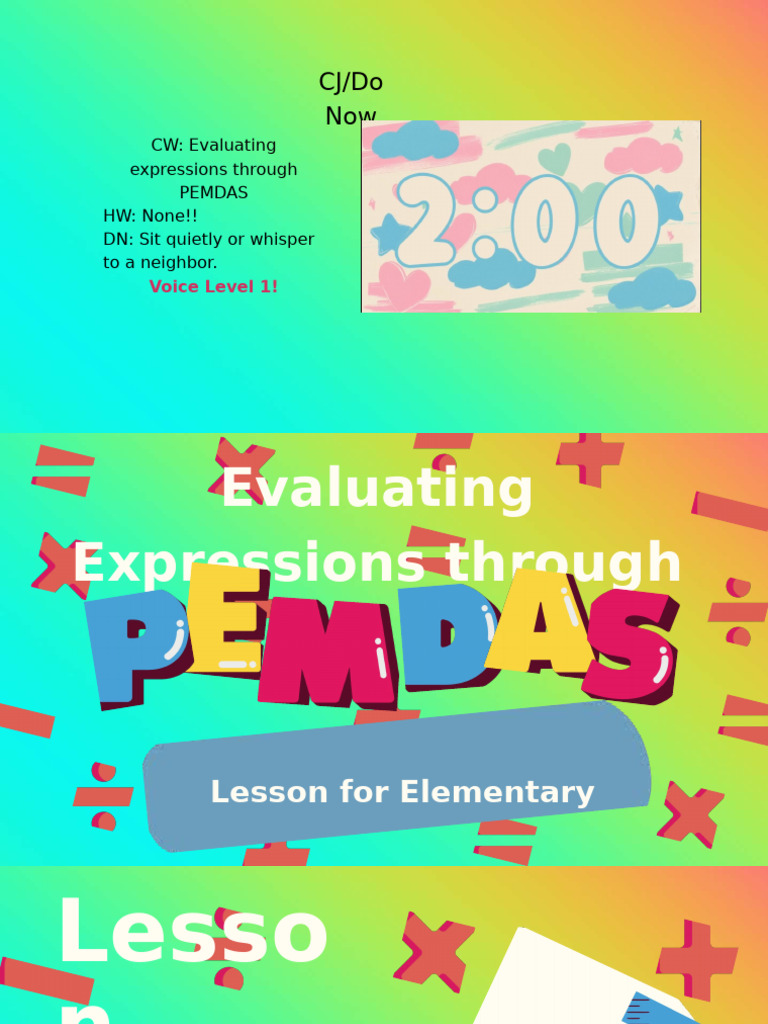 Evaluating Expressions Through PEMDAS Lesson For Elementary | PDF ...
