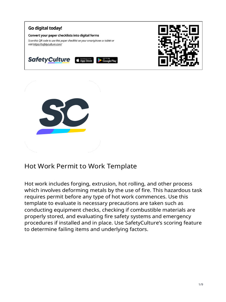 Hot Work Permit Template Guide | PDF | Industrial Processes ...