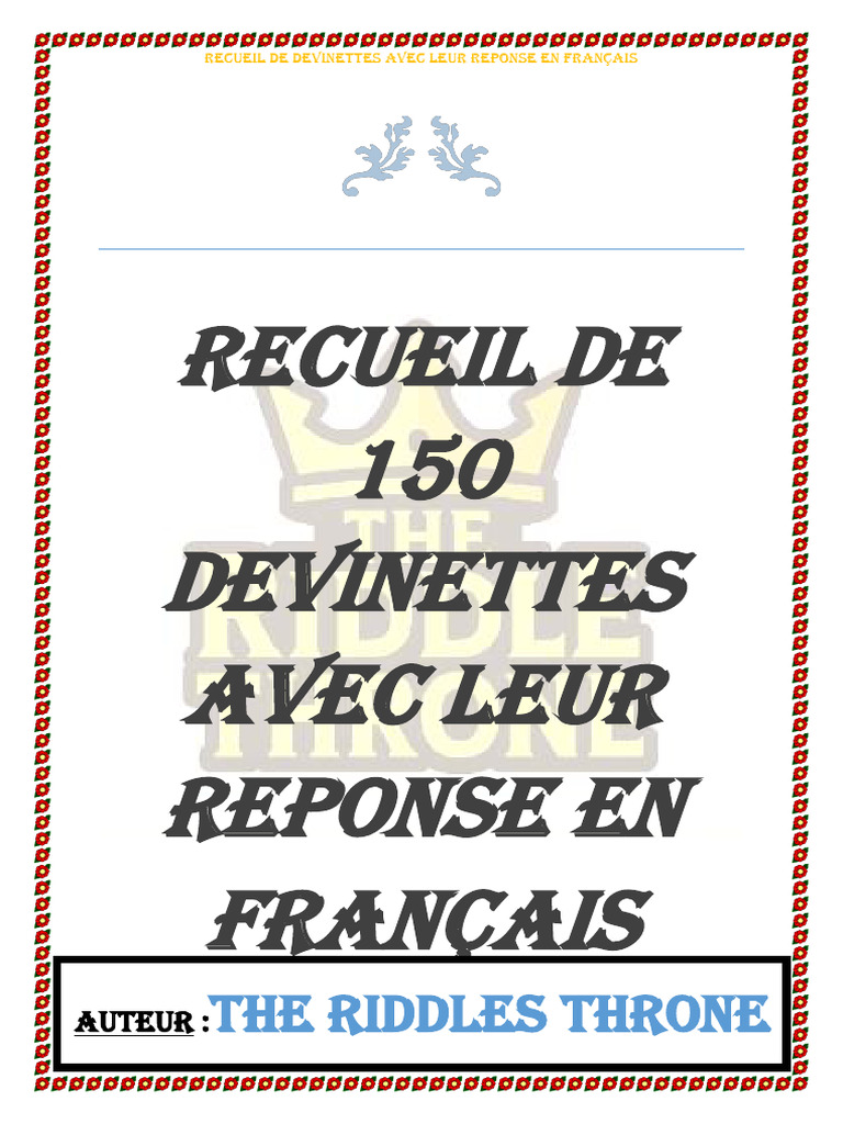 Recueil de Devinettes en Français | PDF