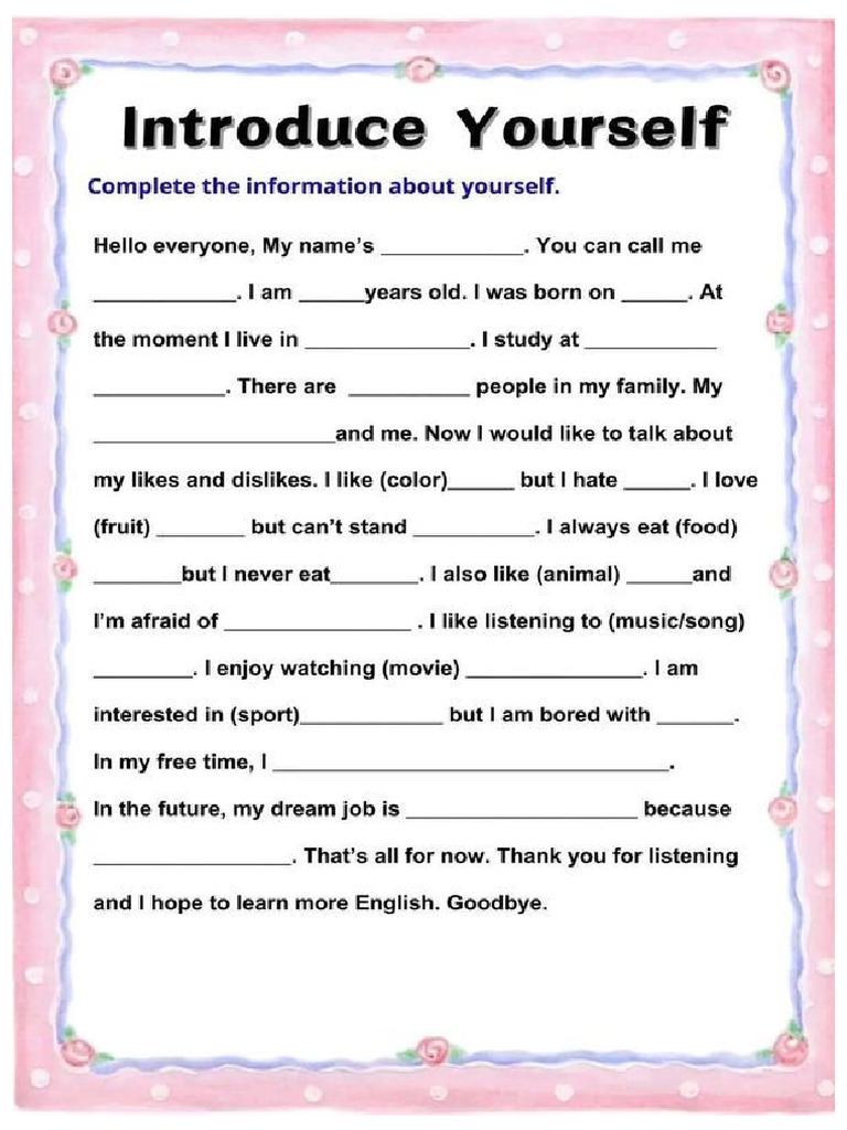 Self Introduction | PDF