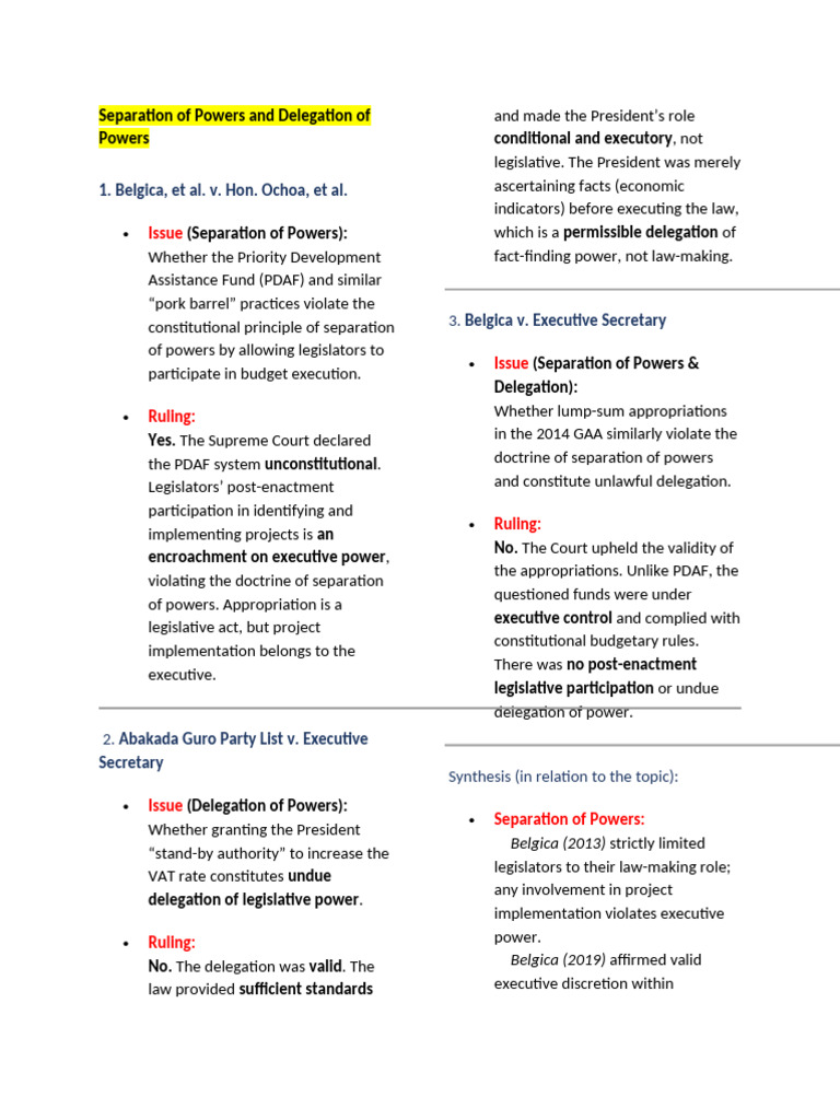 Separation of Powers and Delegation of Powers.1 | PDF | Separation Of ...