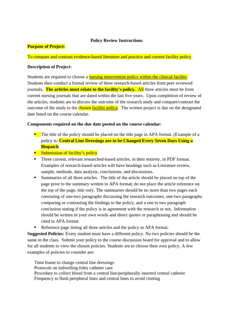 Policy Review Instructions-1 | PDF
