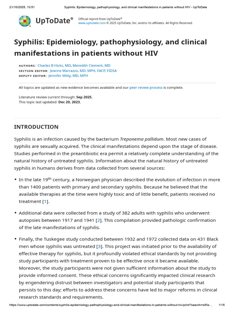 Syphilis Overview: Epidemiology & Symptoms | PDF | Infection | Men Who ...