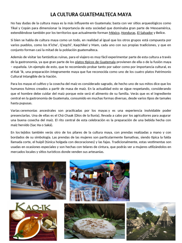 La Cultura Guatemalteca Maya | PDF | Gimnasia