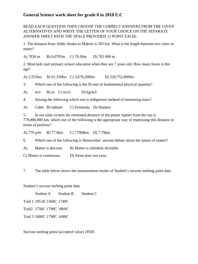Grade 8 General Science Worksheet 2018 | PDF | Planets | Conservation ...