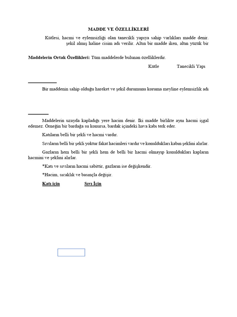 1. MADDE VE Ã_ZELLÄ°KLERÄ° | PDF