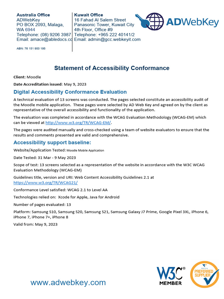Statement of Conformance Moodle App 2023 | PDF | Software | Mobile ...