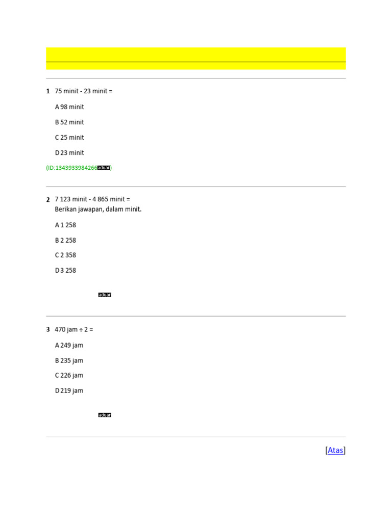 Masa T3 Operasi Asas | PDF
