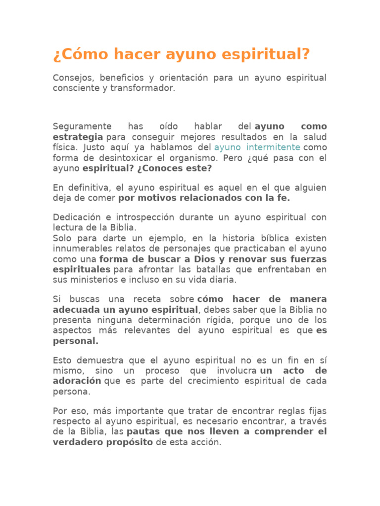 Ayuno Espiritual de 3 Días: Guía Práctica | PDF | Rápido | Biblia