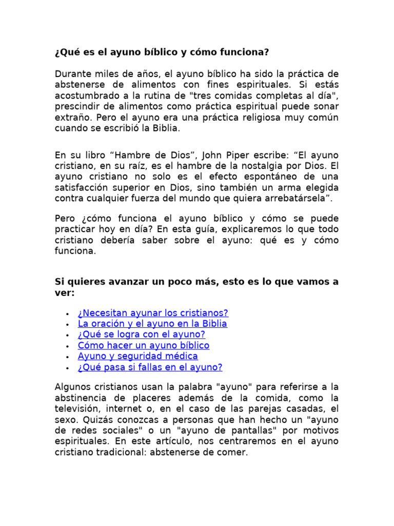 Guía del Ayuno Bíblico: Práctica y Beneficios | PDF | Rápido ...