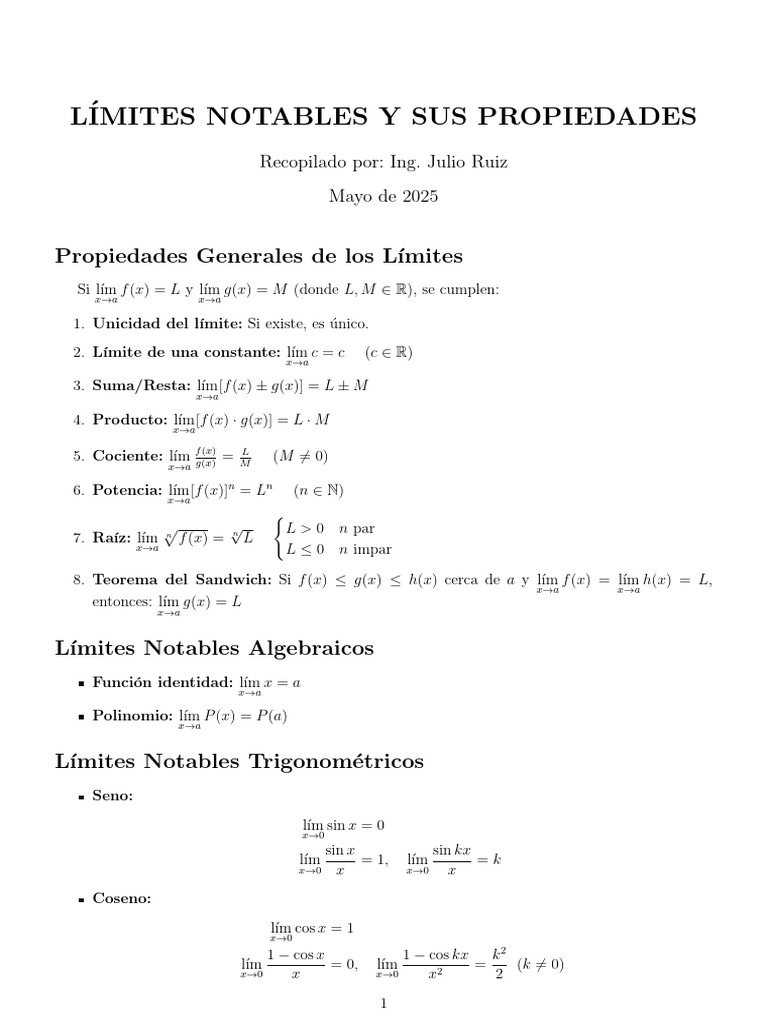 Límites Notables 2025-5-9 | PDF | Matemáticas | Funciones especiales