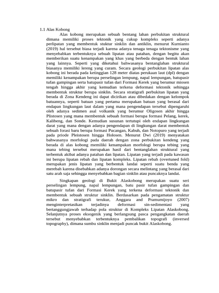 Morfologi dan Geologi Alas Kobong | PDF