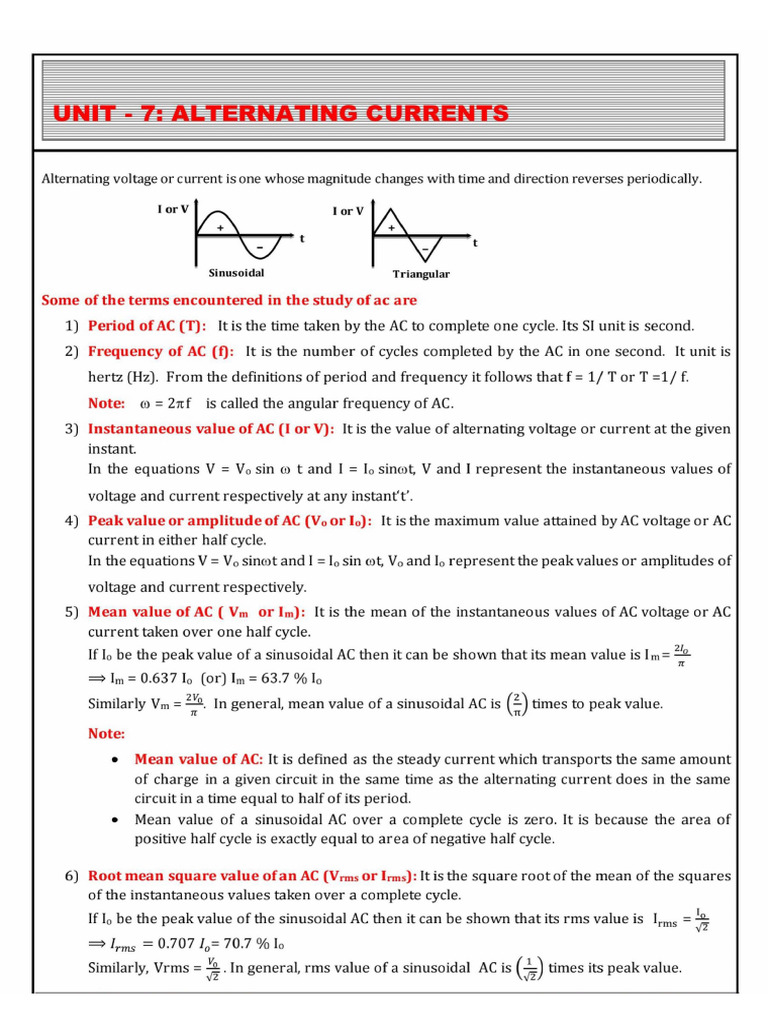 7.alternating Currents | PDF