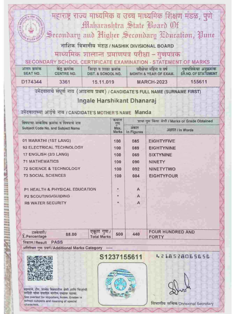 10th Marksheet 1 11zon | PDF