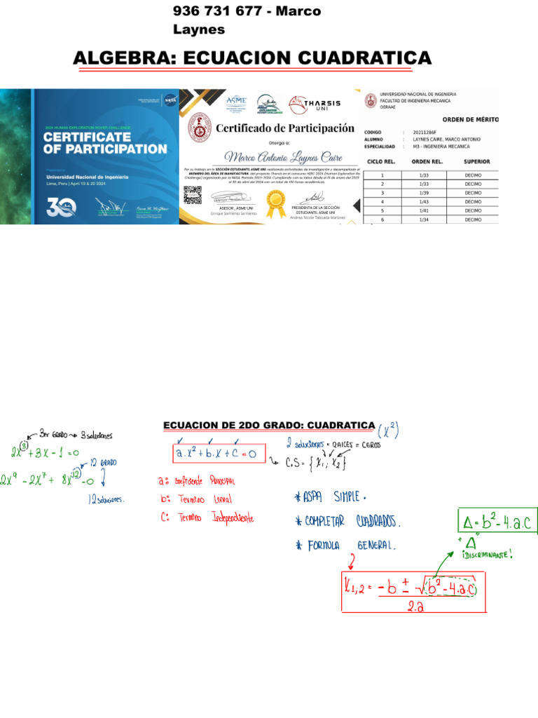 Ecuacion Cuadratica Completo | PDF