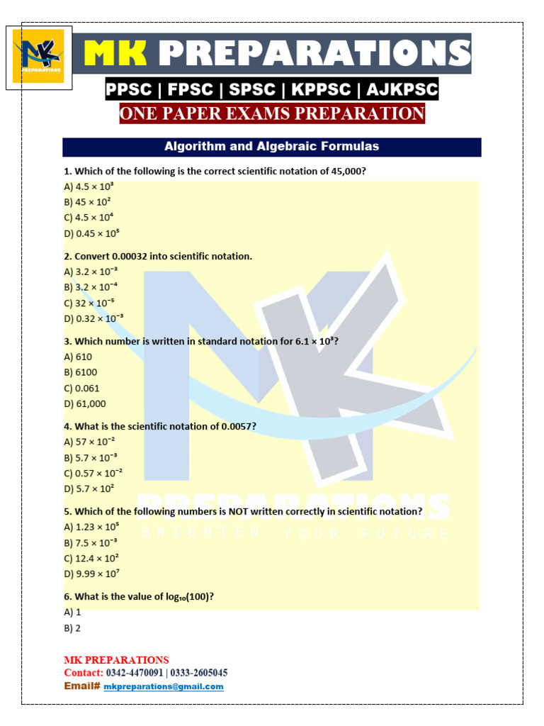 Math - Algorithm and Algebraic Formulas Unsolved | PDF | Mathematics ...