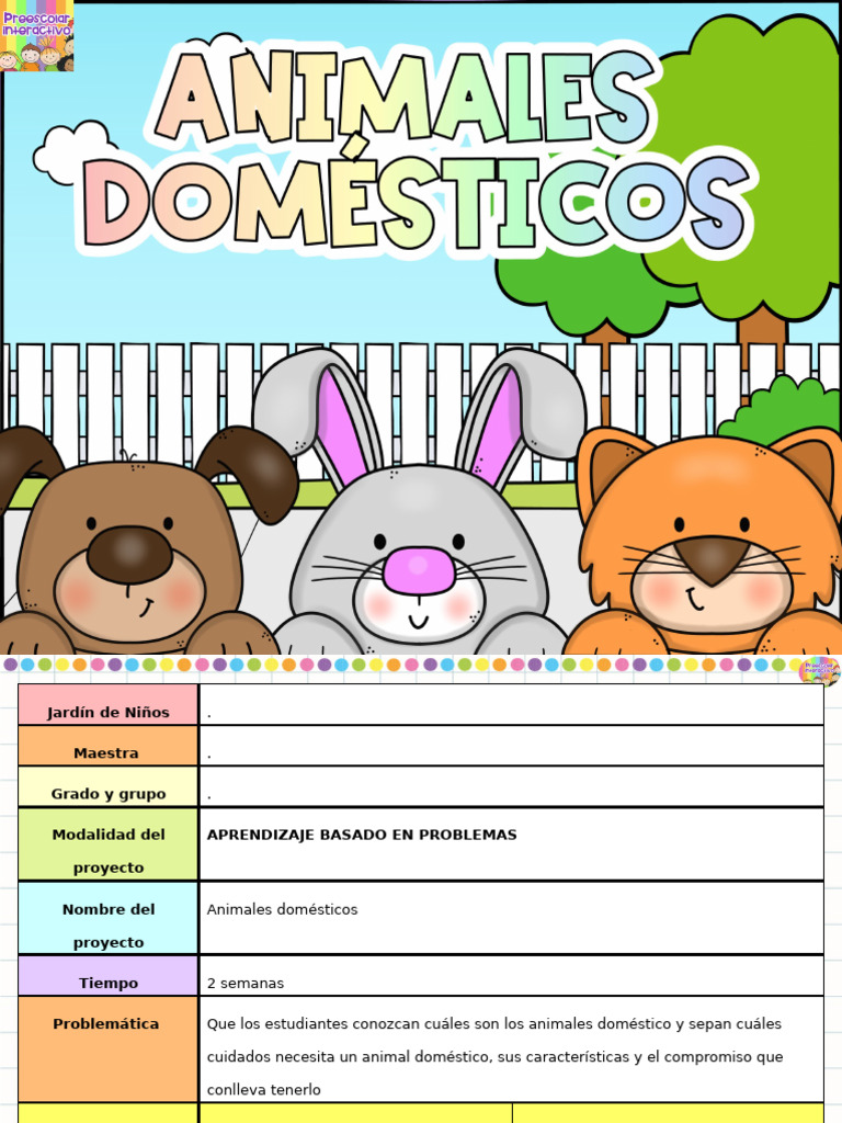Plan Animales Domésticos SEMANA Uno, 22 Al 26 de Enero 1 | PDF ...