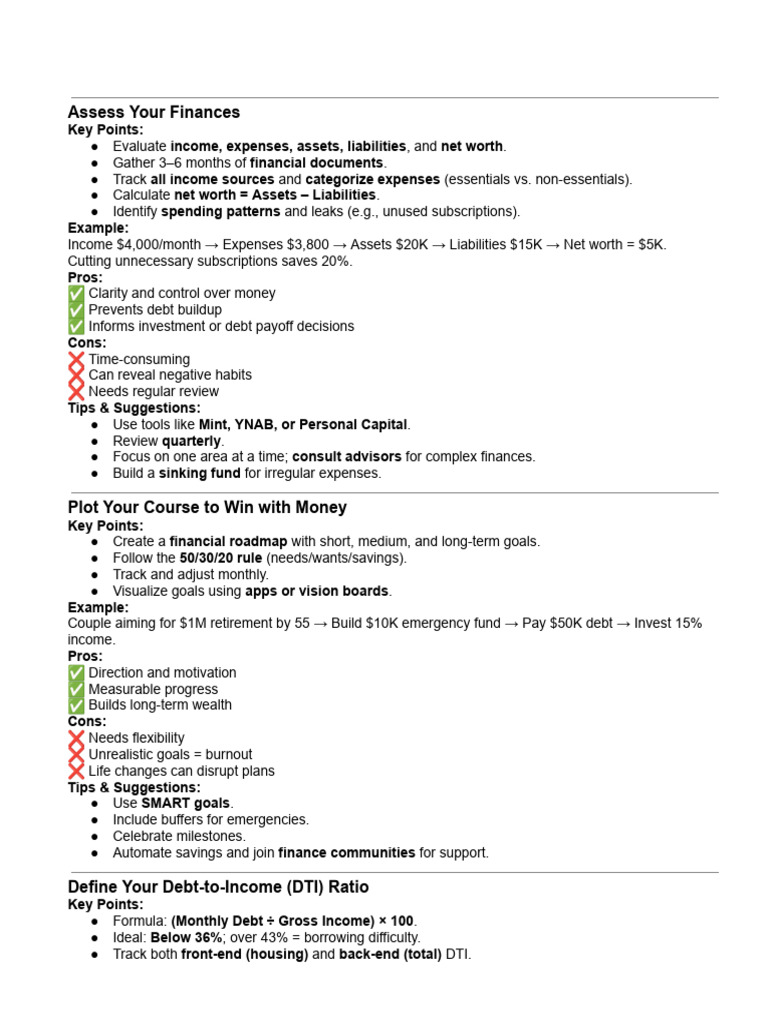 Assess Your Finances | PDF | Debt | Expense
