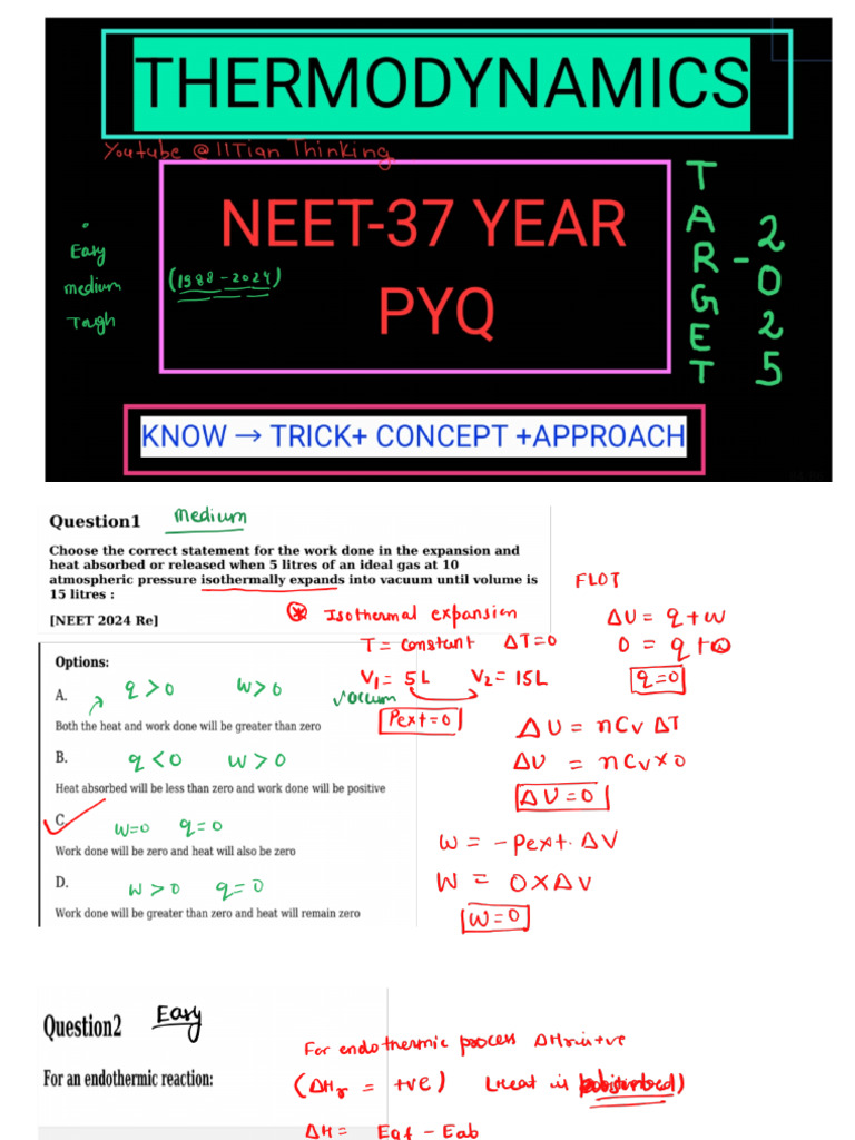 Thermodynamics Neet Pyq | PDF