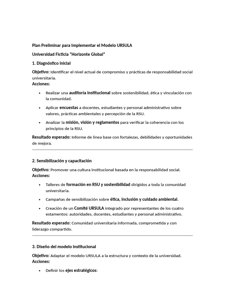 Modelo URSULA: Plan de RSU Universitaria | PDF | Sustentabilidad