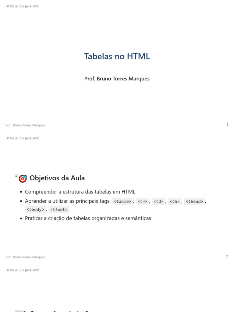 6 - Tabelas | PDF | Elemento HTML | Html