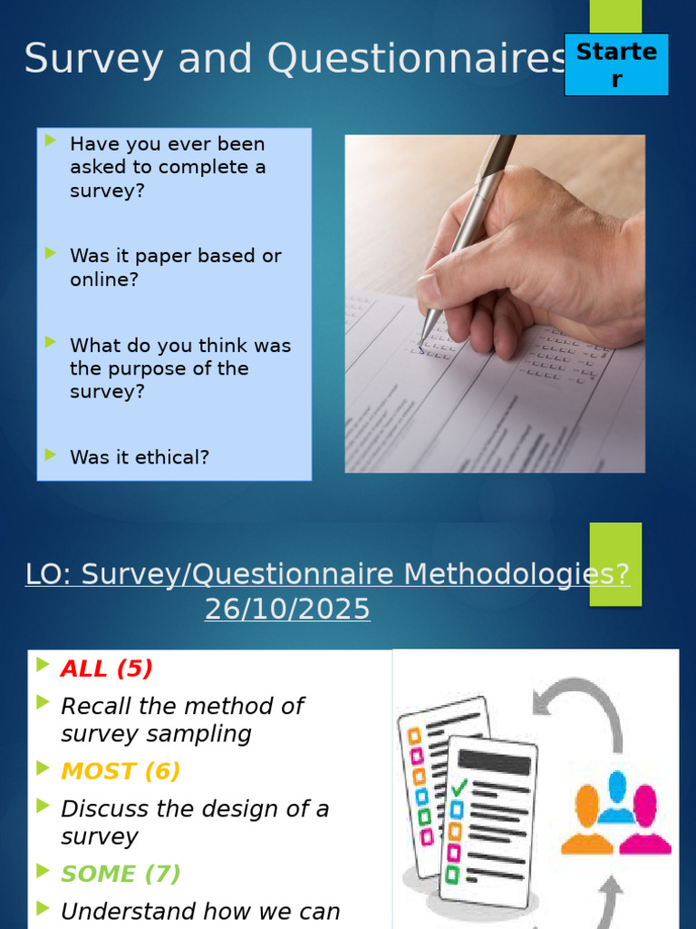 1.1 Lesson 2 Questionnaires | PDF | Survey Methodology | Questionnaire