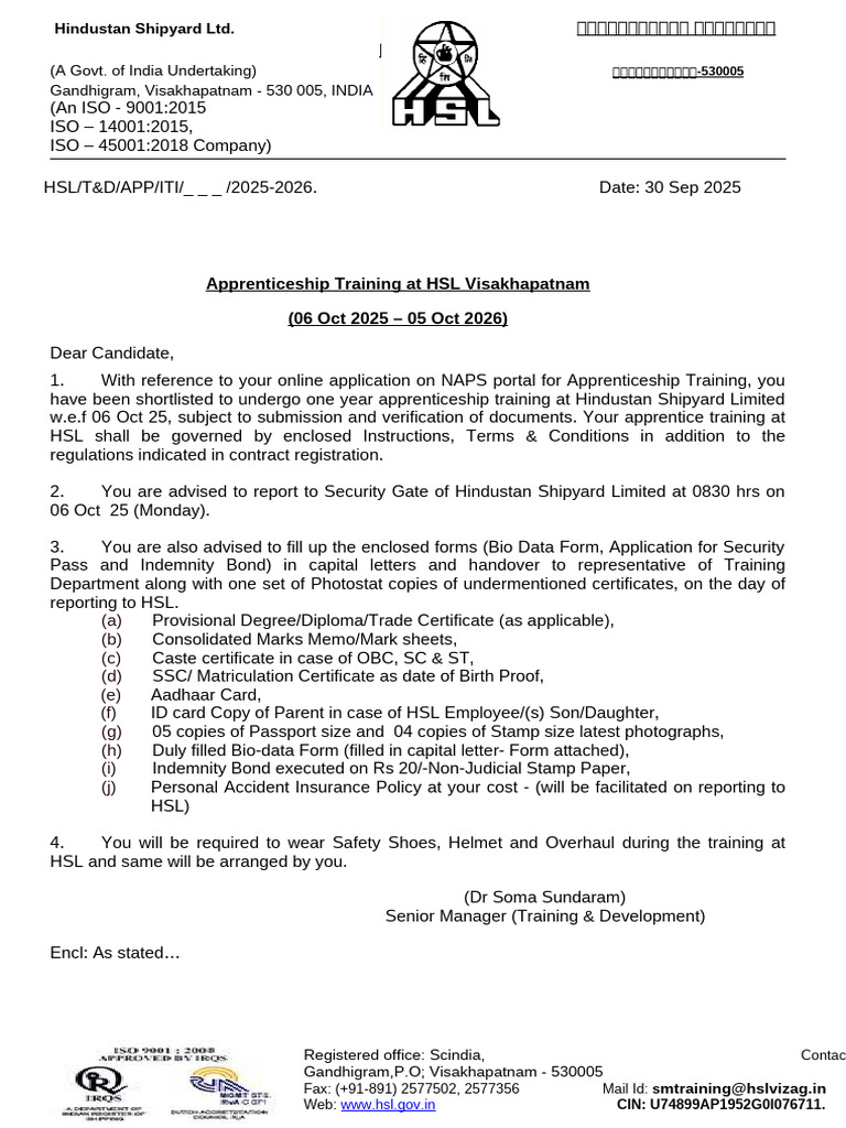 Joining Formalities For Trade | PDF | Apprenticeship