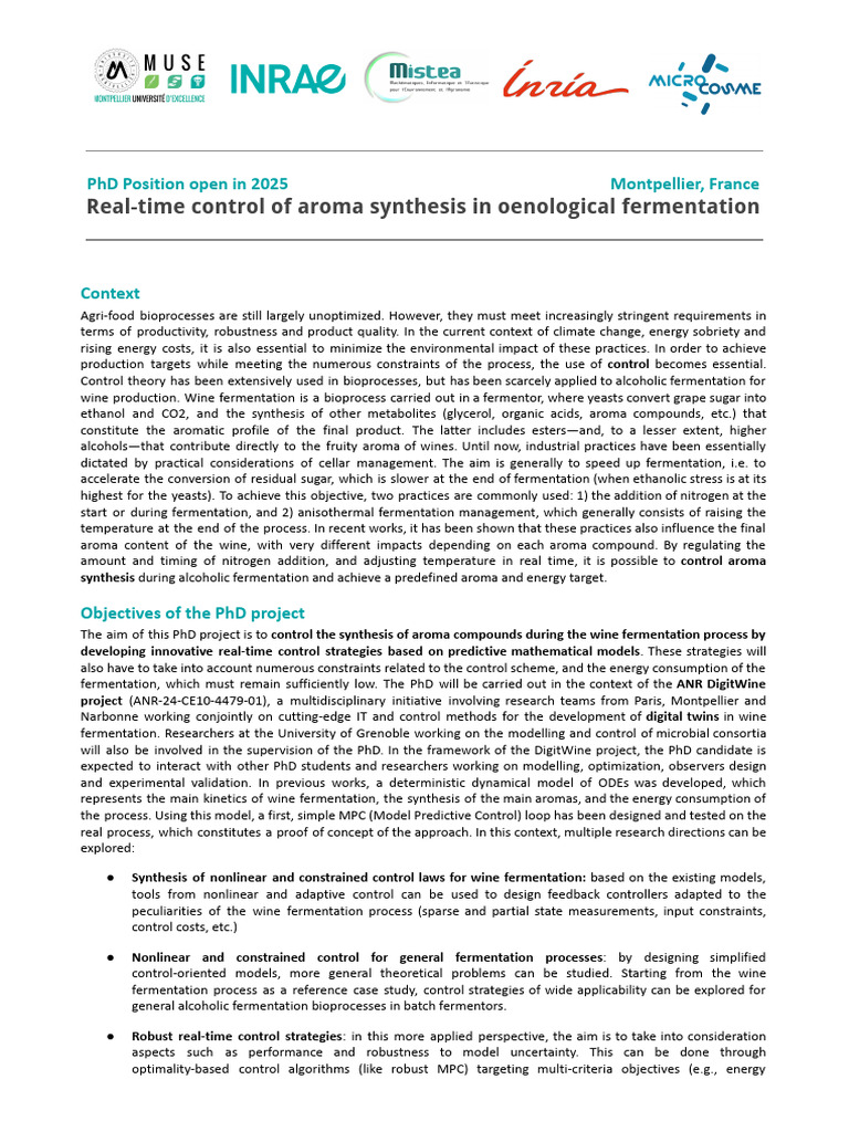2025 - PHD Proposal (Wine Fermentation) | PDF | Fermentation In ...