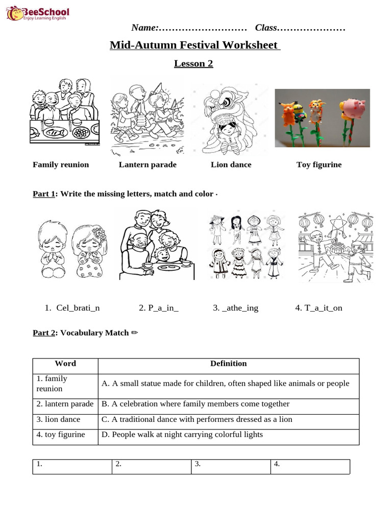 Mid-Autumn Festival Worksheet Activities | PDF