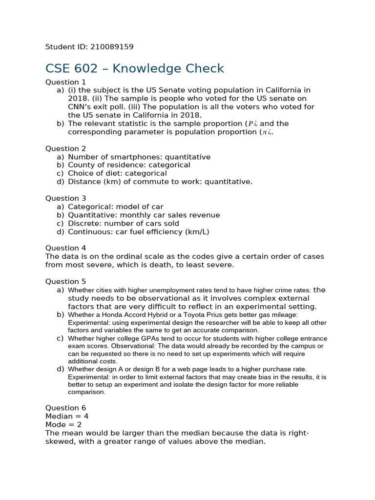 Statistical Analysis and Observational Studies | PDF | Mean | Median