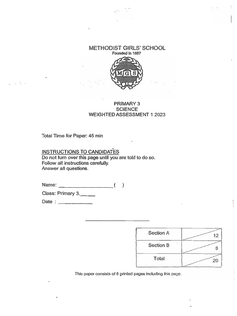 Primary 3 Science WA1 Assessment 2023 | PDF | Insects | Organisms