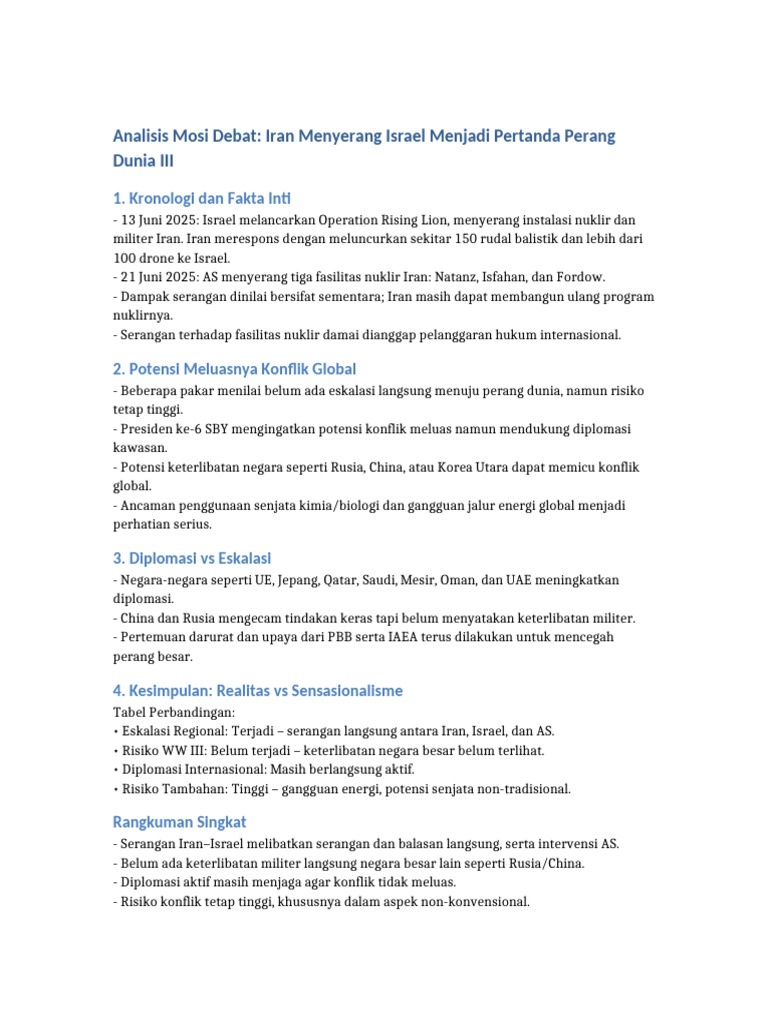 Mosi Debat Iran Israel WWIII (1) | PDF
