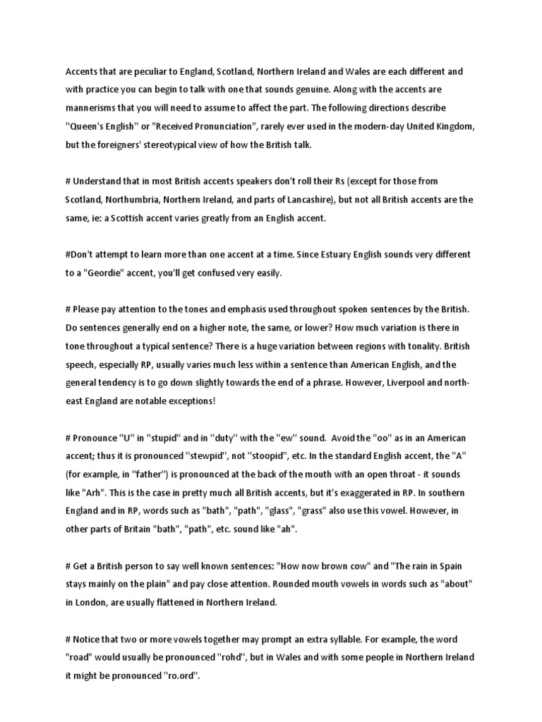 Tips on British Accent | Accent (Sociolinguistics) | Stress (Linguistics)