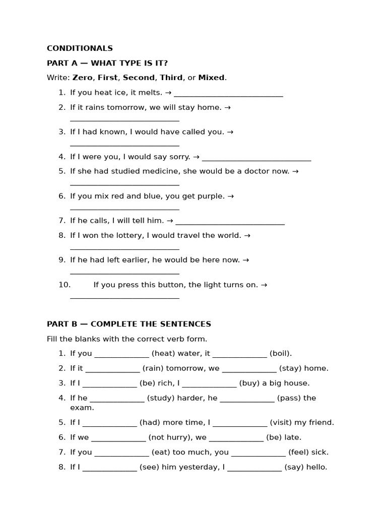 Easy Conditionals Worksheet | PDF | Chess Openings | Chess Theory