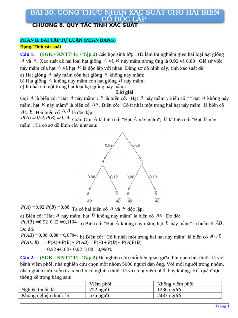Bai-30-Cong Thuc Nhan Xac Suat Cho Hai Bien Co Doc Lap - DA - TL | PDF